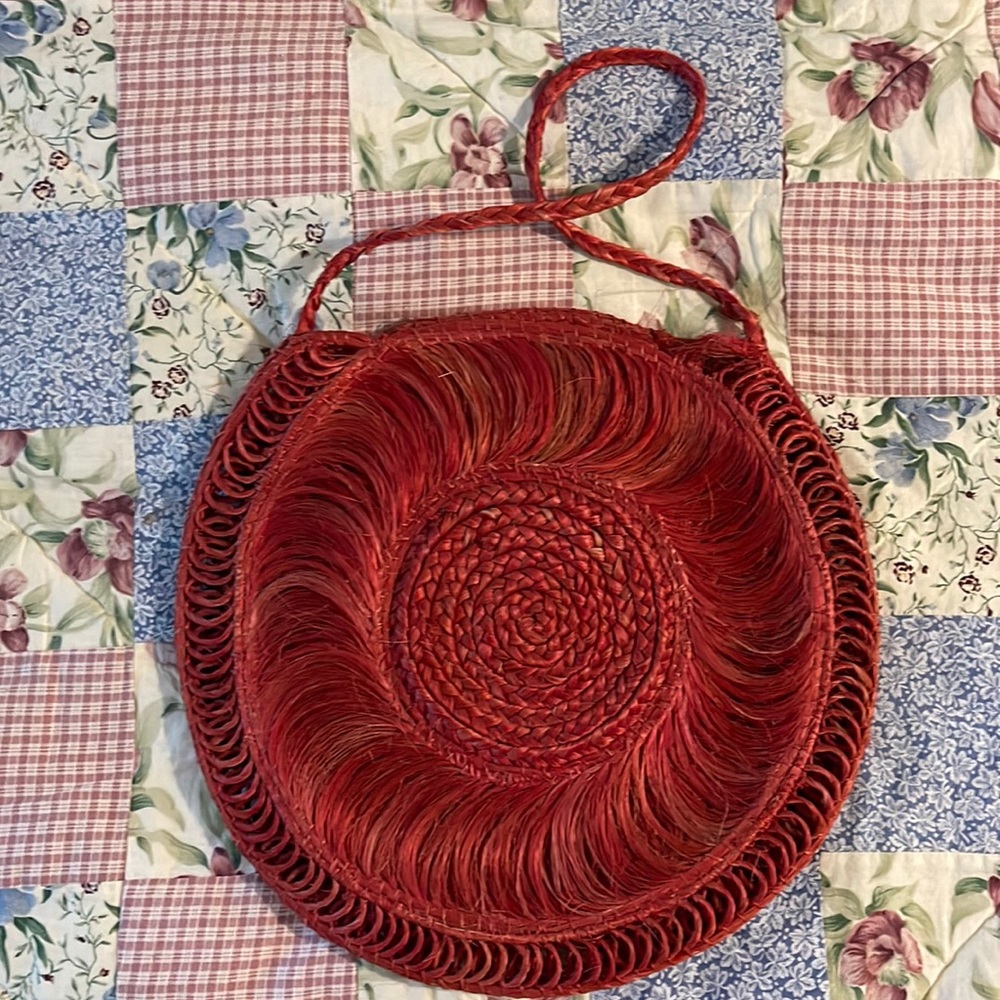 Red Raffia Bag - Gem